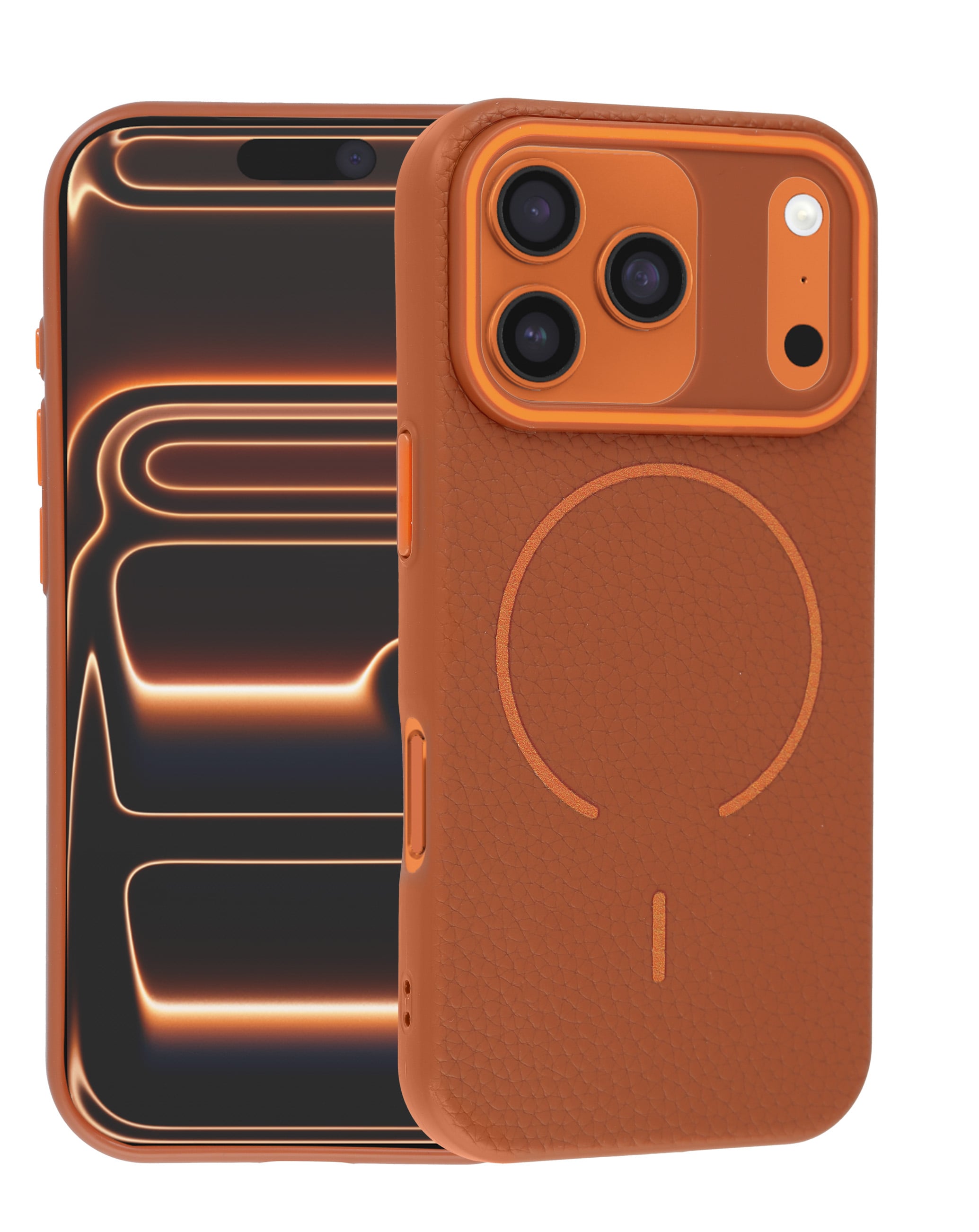 Magnetic Leather Soft Cases - GOLDEN BROWN for iPhone 17 Pro (Only ...