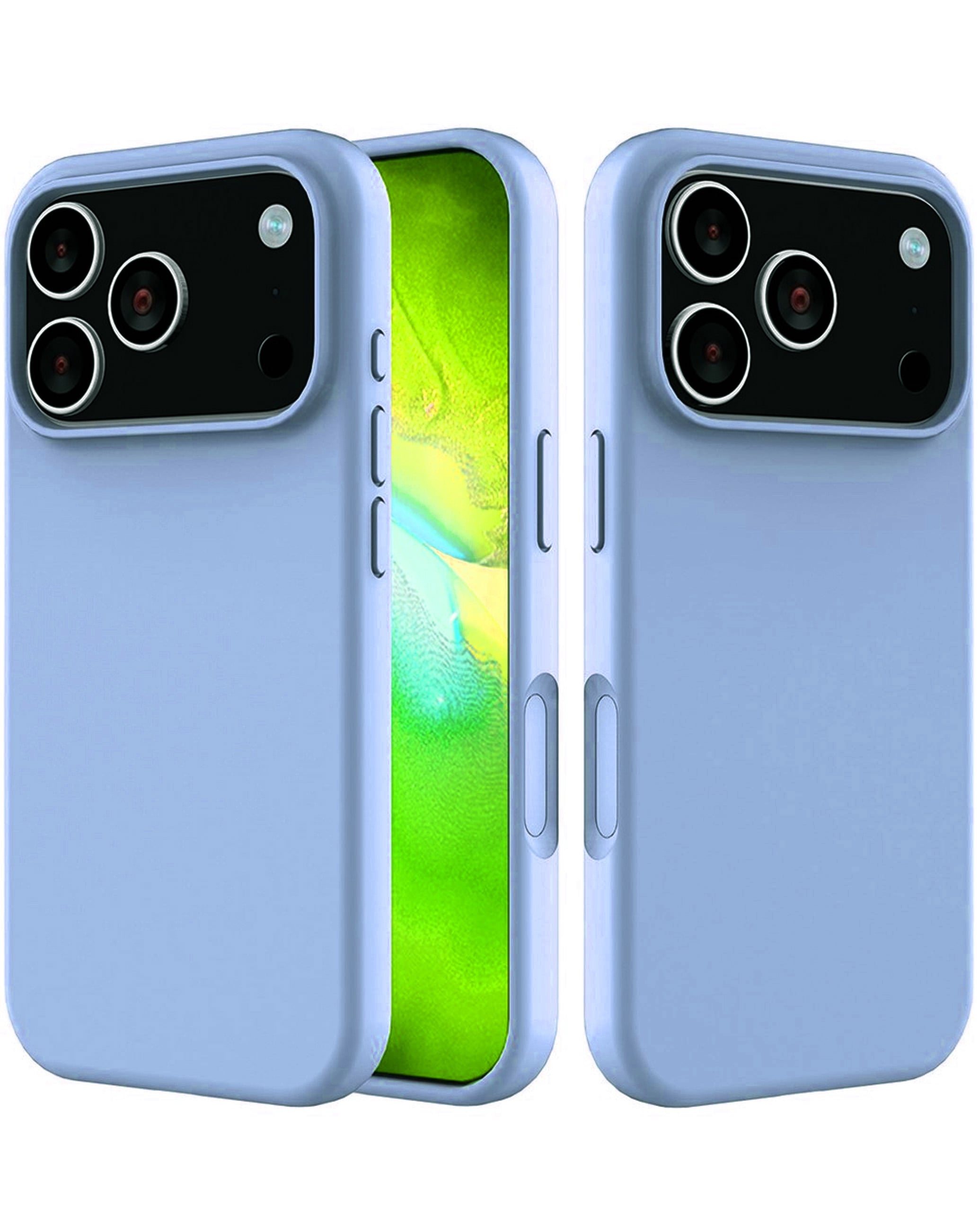 Soft Solid Silicone Case (Full Buttom Cover) - LIGHT BLUE for iPhone 17 ...