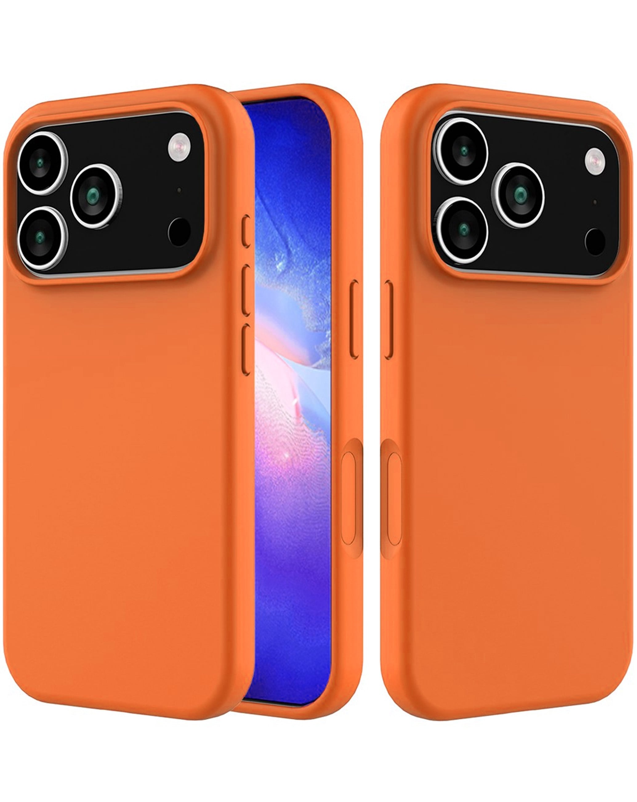 Soft Solid Silicone Case (Full Buttom Cover) - ORANGE for iPhone 17 Pro ...