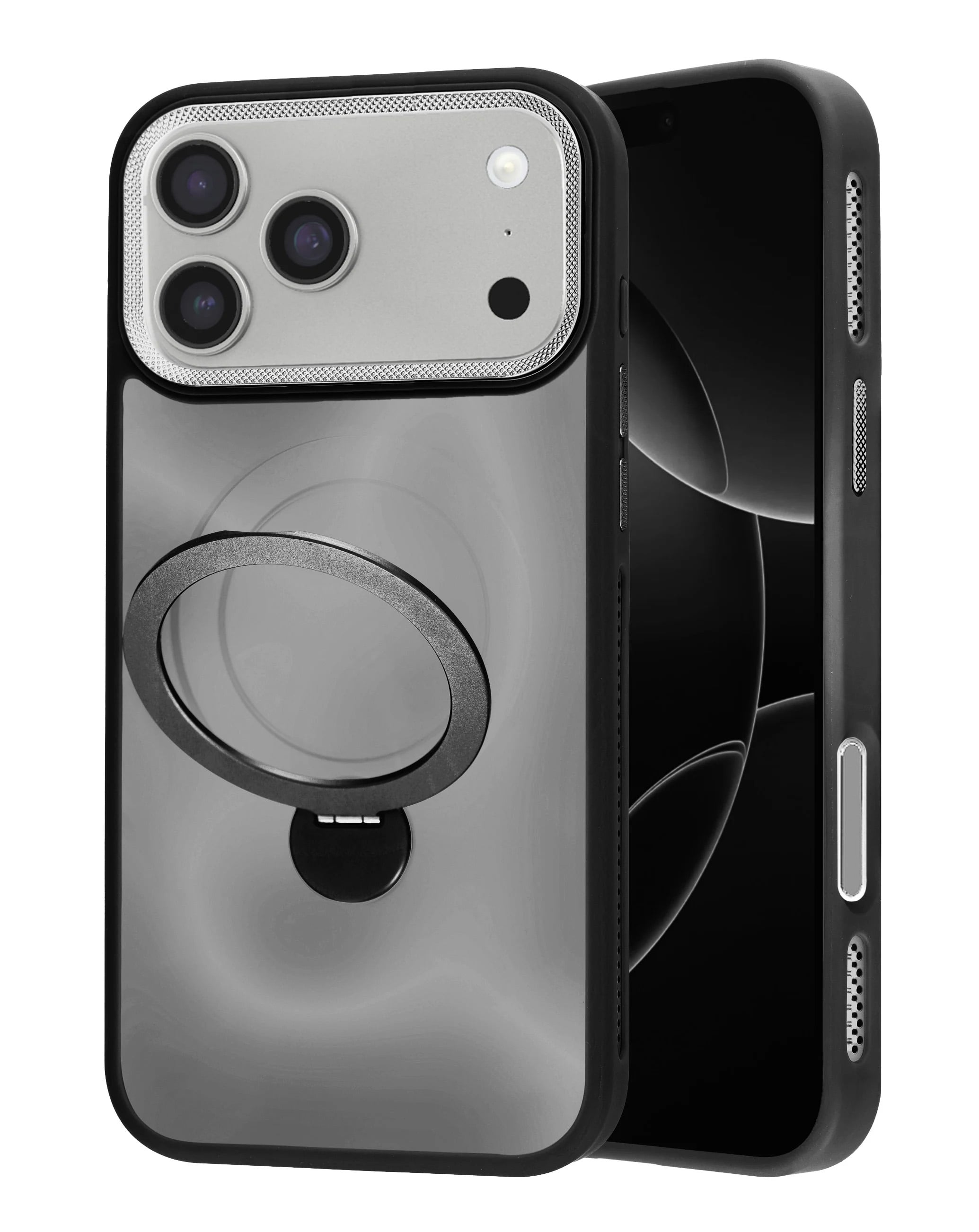 Luxury Matte Hard Magnetic Ring Holder Case - BLACK for iPhone 17 Pro ...