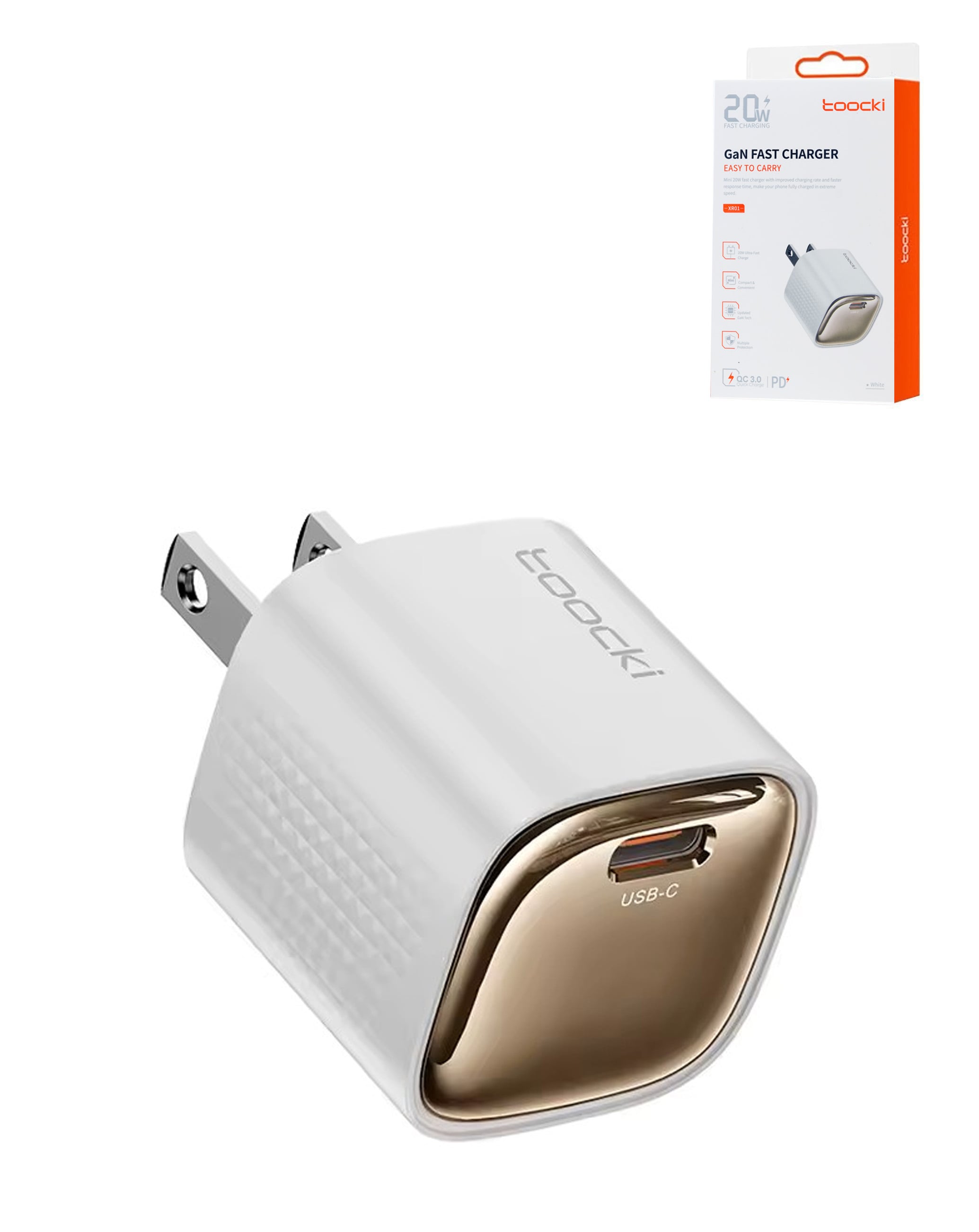 Toocki 20W USB C GaN Charger (WHITE) (Only Ground Shipping)