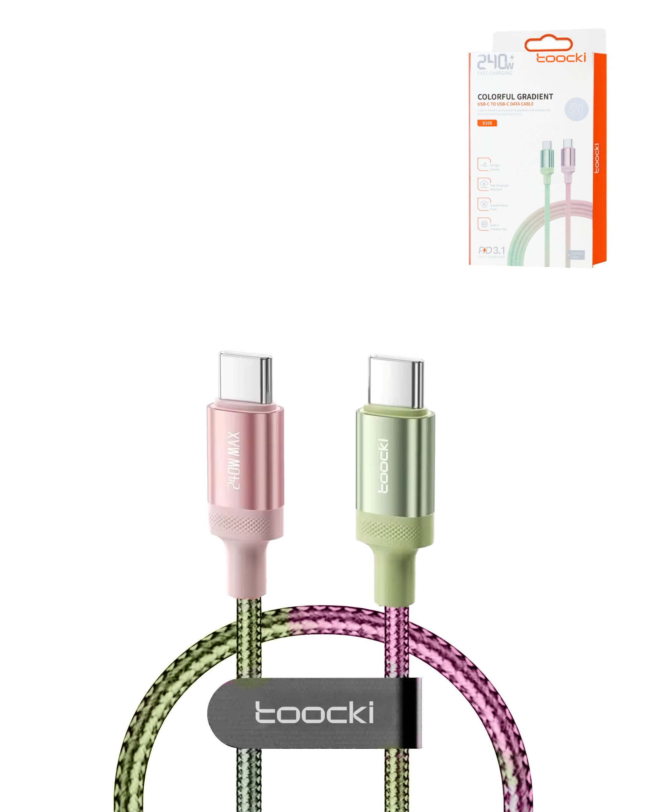 Toocki USB C-C Super Fast Charging Data Cable with Display (Colorful ...