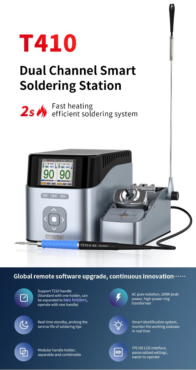 AiXun T410 LED Display Dual Channel Smart Soldering Station (Only ...