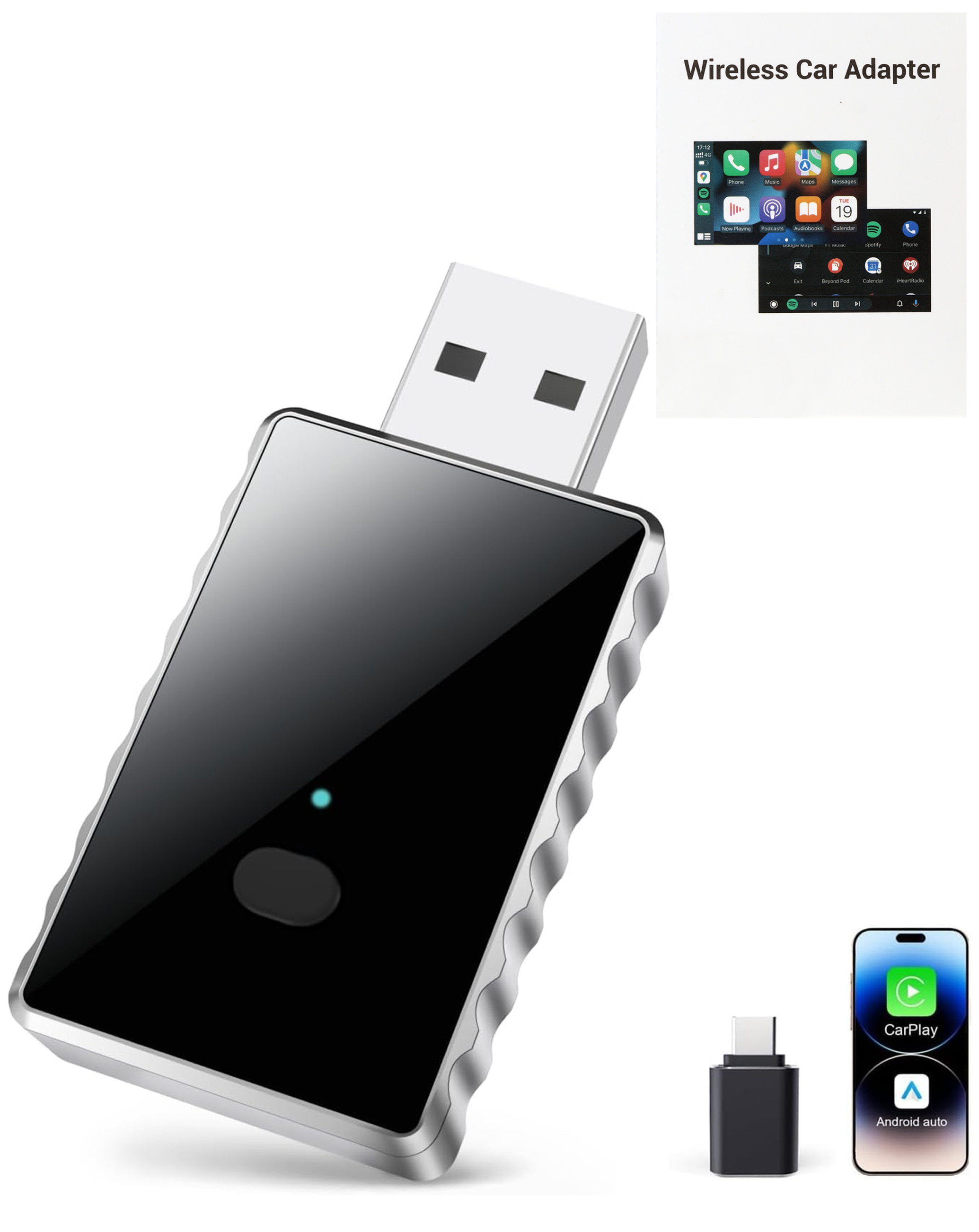 Wired to Wireless Carplay Adapter WiFi 6.0 for IOS (Only Ground Shipping)