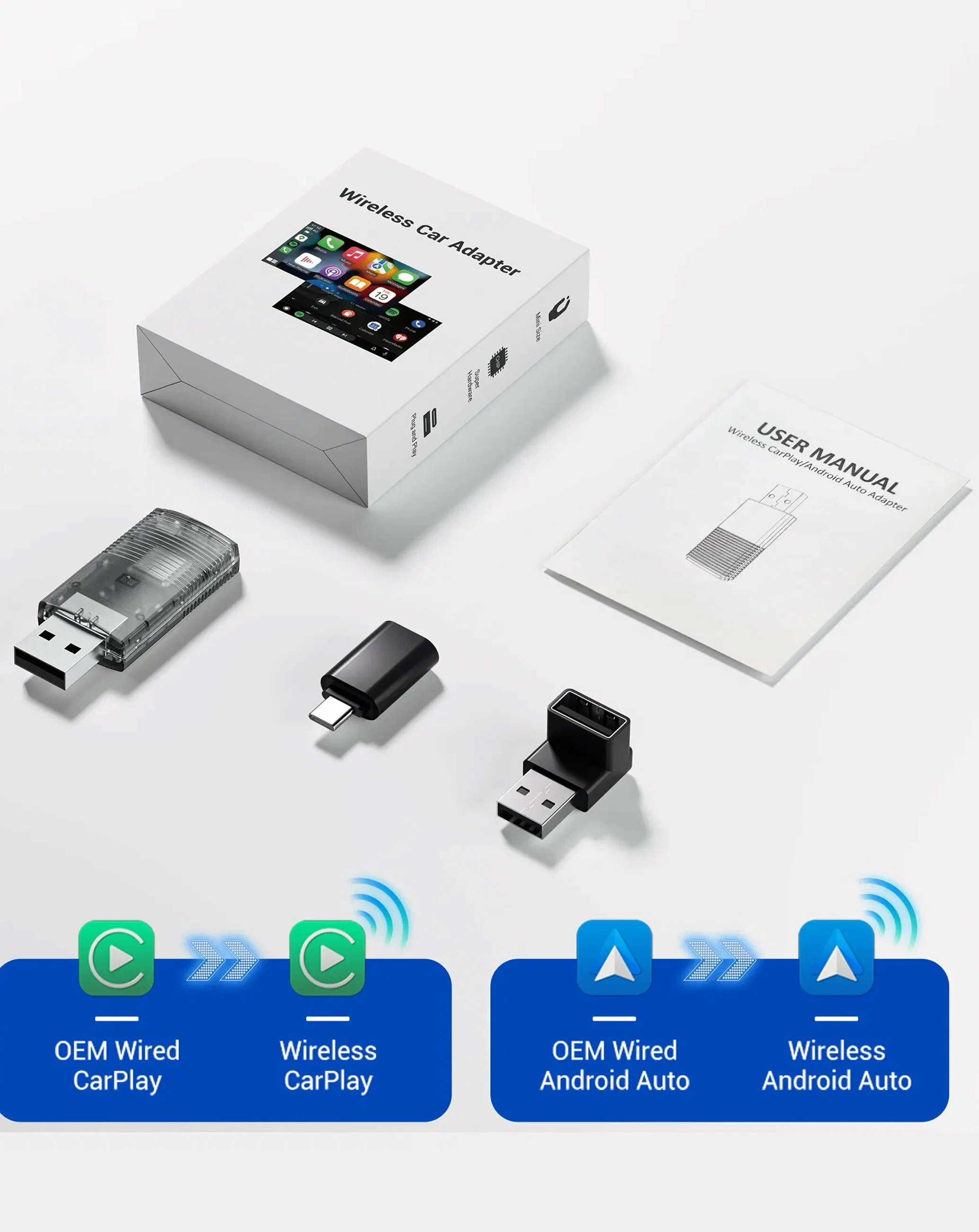 Wired to Wireless Carplay Adapter WiFi 5.0 for IOS and Android (Only ...