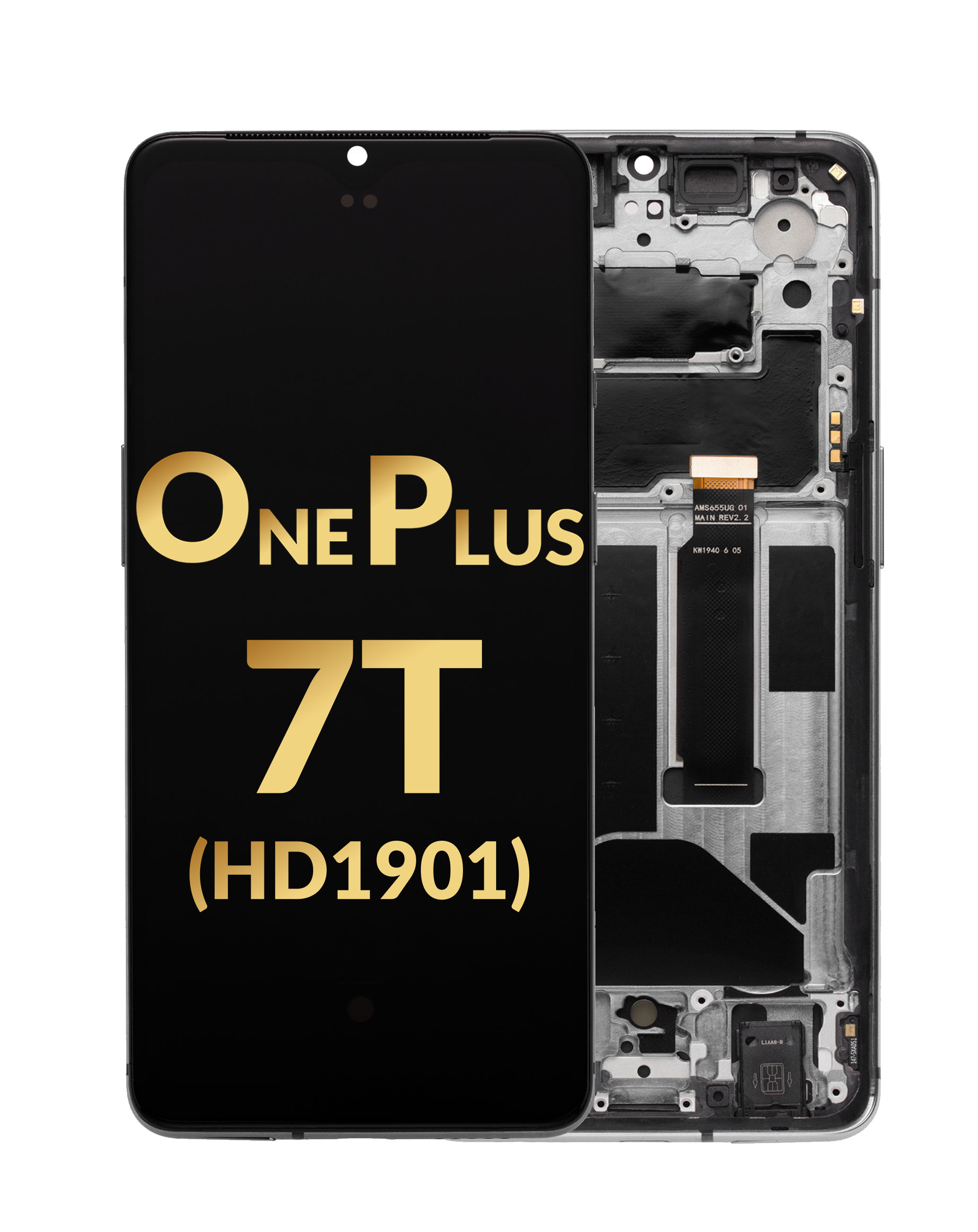 OLED Assembly with Frame for Oneplus 7T (HD1901) (BLACK) (Premium)