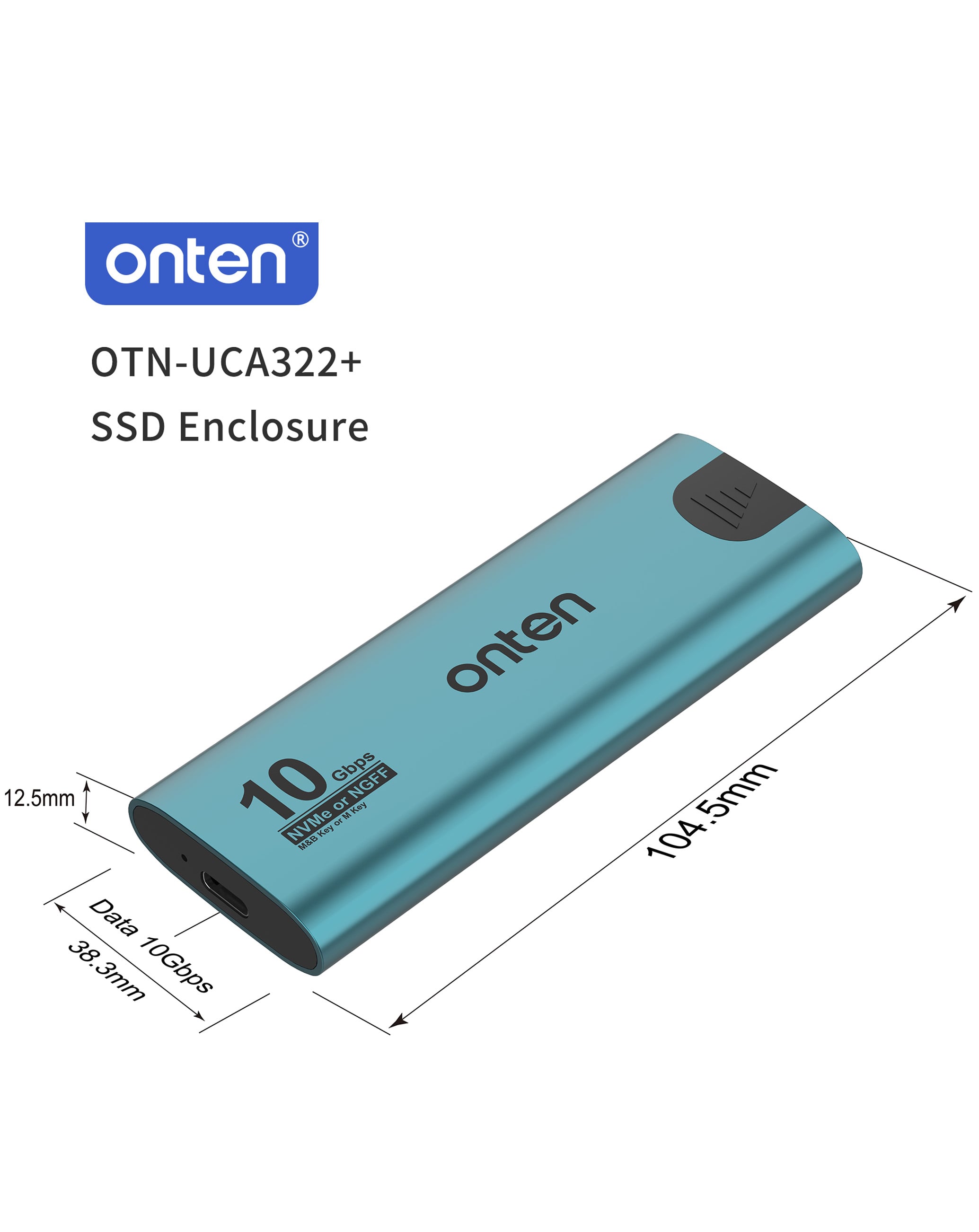 Onten B+M Key SSD Enclosure (Support NVMe and NGFF) (10gbps)