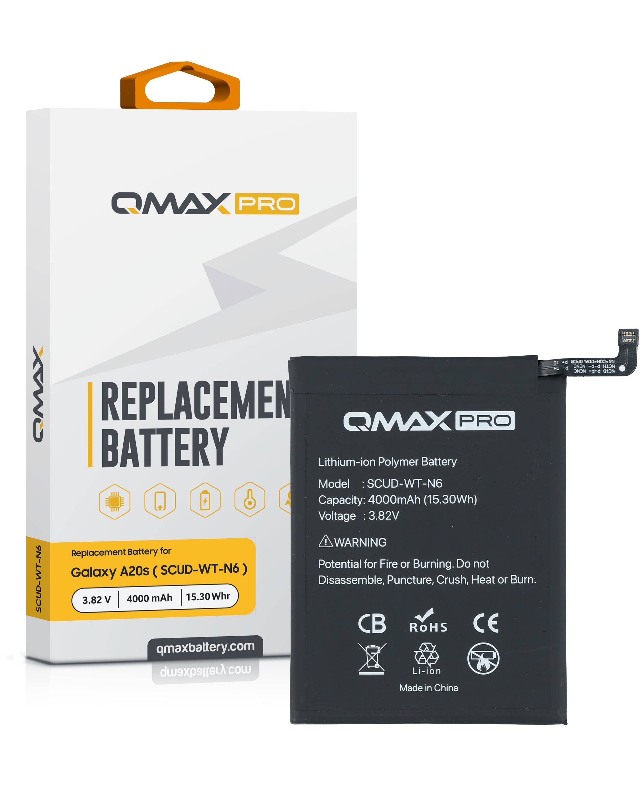 QMAX Pro Replacement Battery for Galaxy A10s (A107) / A20s (A207) / A21 ...