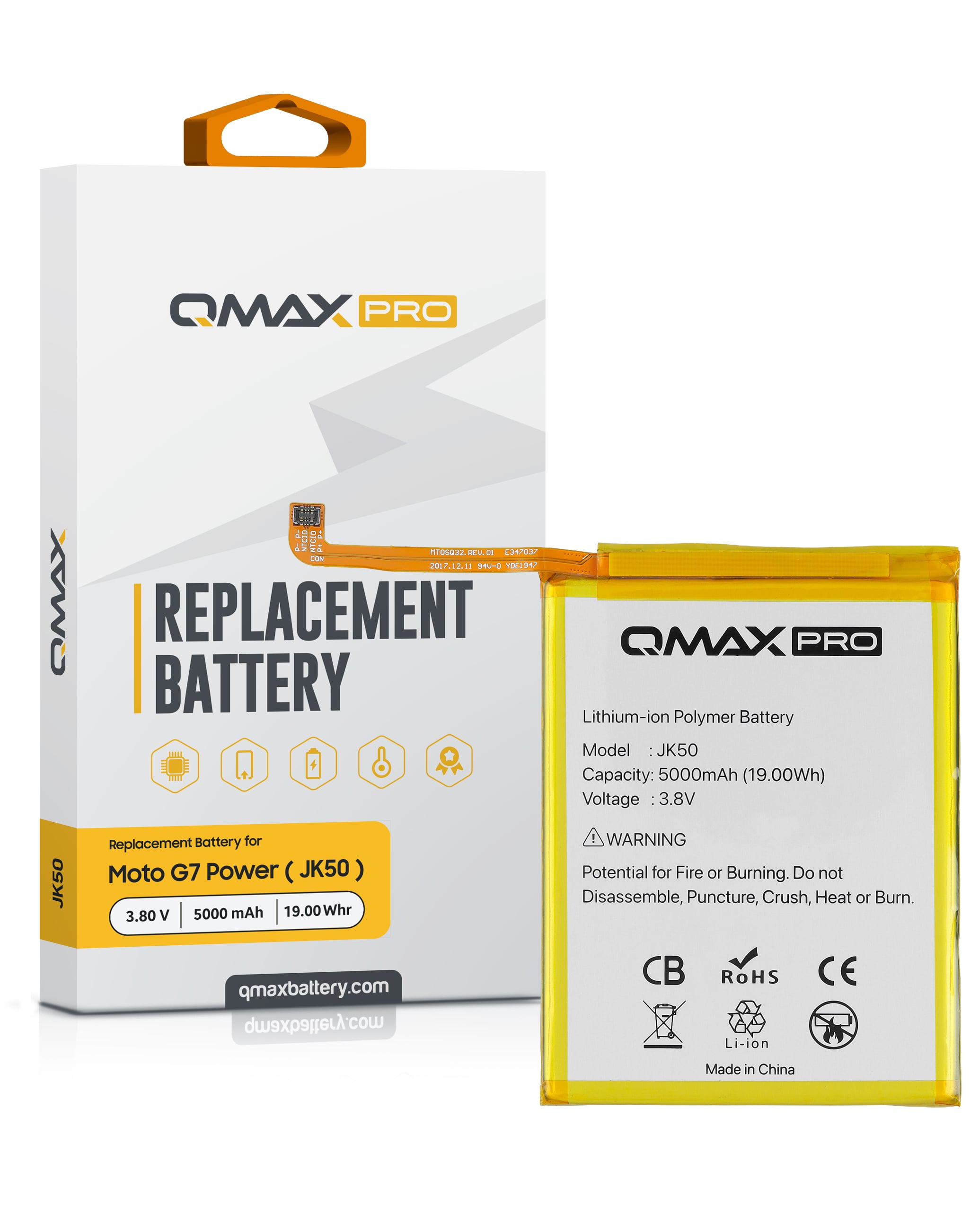 QMAX Pro Replacement Battery for Motorola G Power (XT2165)/G Play ...