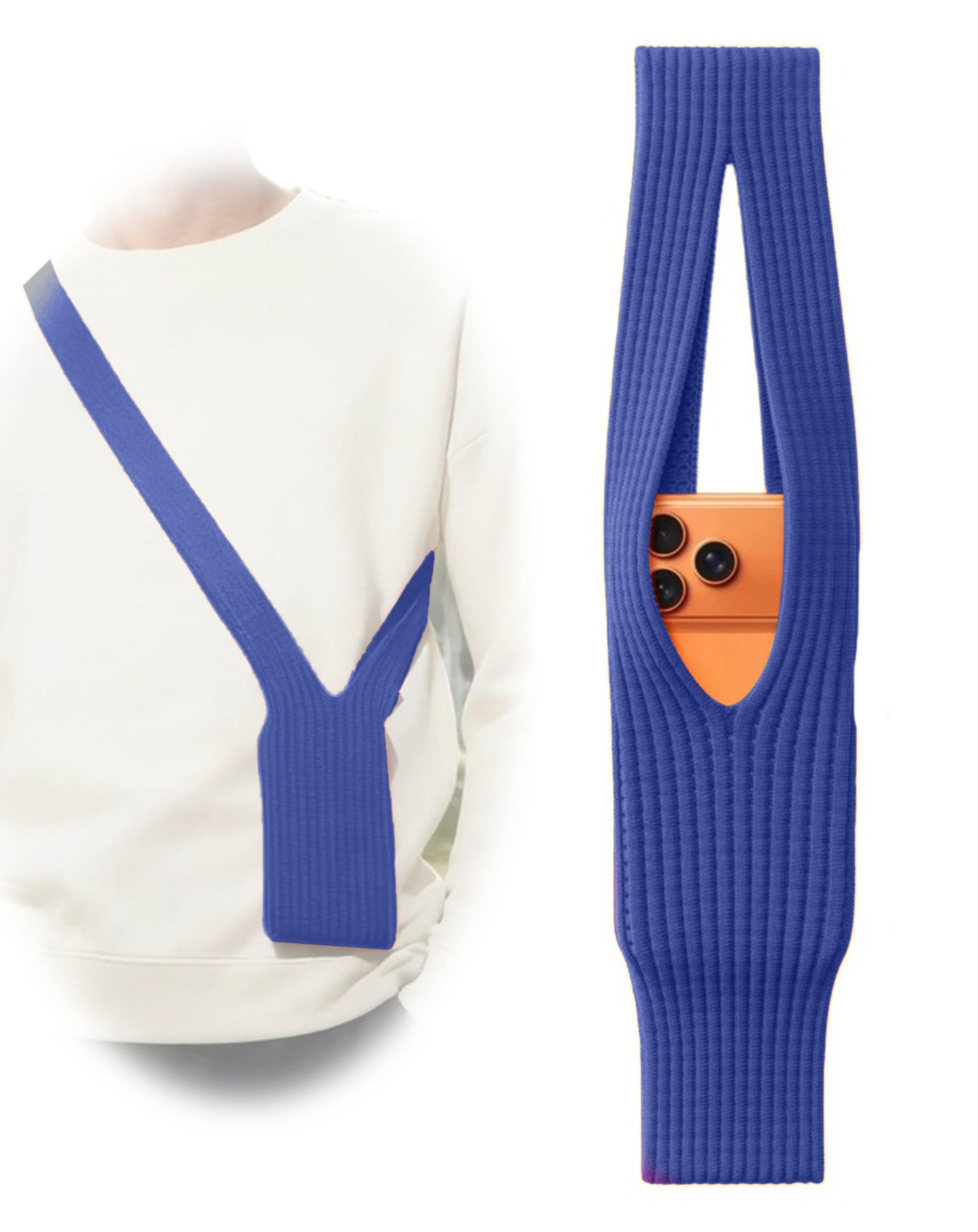 Long Soft Stretch Knit Phone Sleeve - BLUE (Only Ground Shipping)