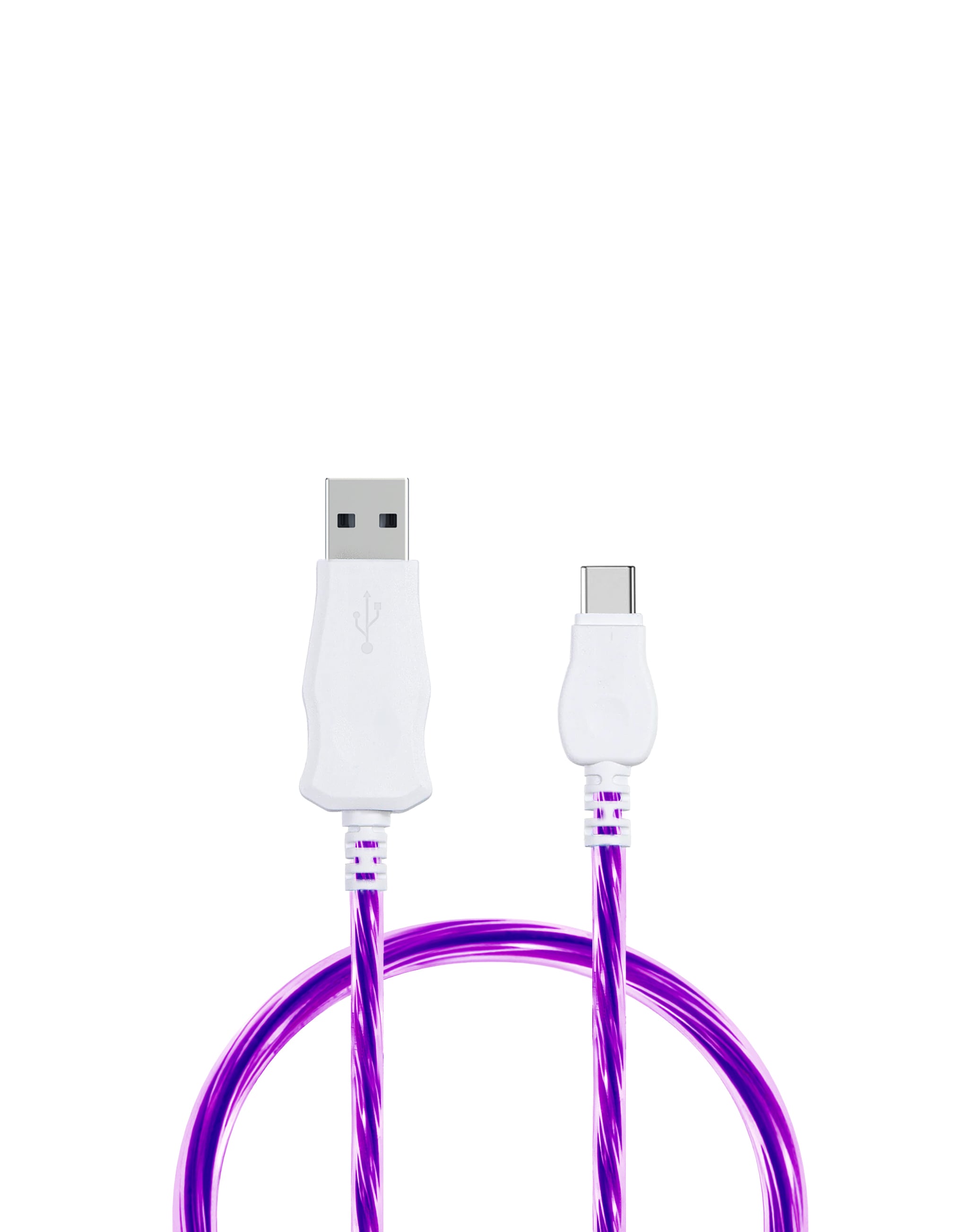 Visible USB A-C Flowing LED Fast Charging Cable (PURPLE) (3ft) (10W ...