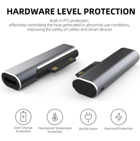 USB-C to Surface Charger Adapter for Surface Pro 3 to 11 / Book 1 to 3 ...