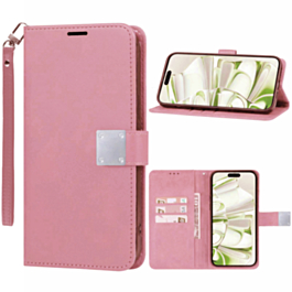 Elegant Leather Wallet Case - PINK for iPhone 16 Pro Max (Only Ground ...